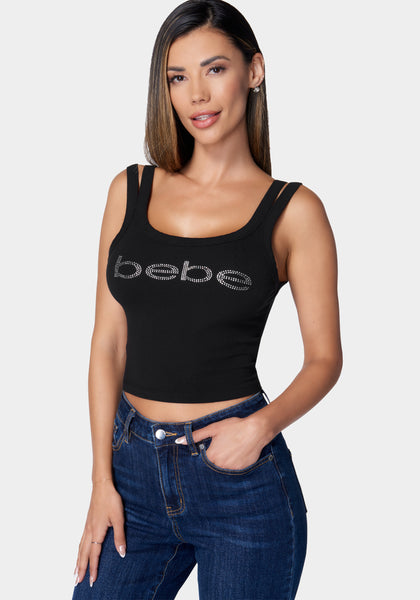 Bebe Logo Cropped Rib Top | bebe