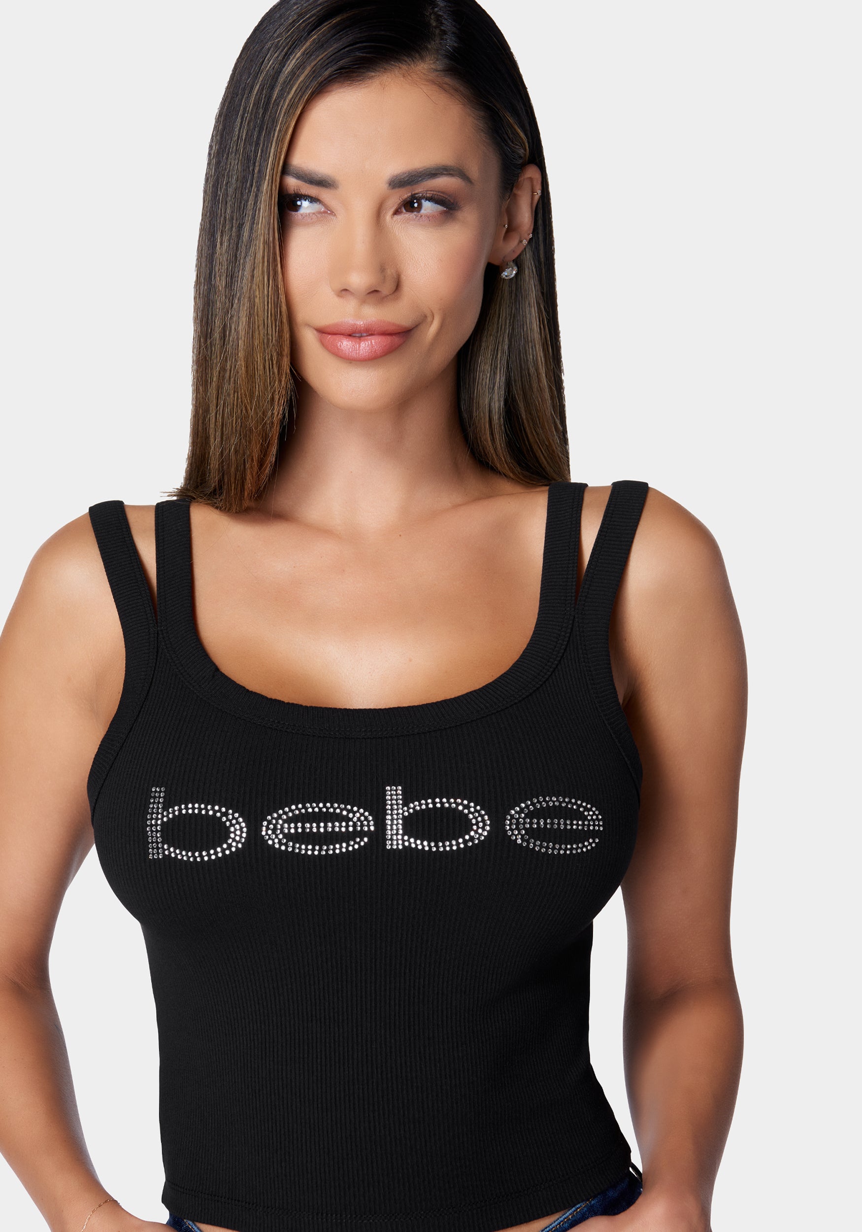 Bebe Logo Cropped Rib Top | bebe