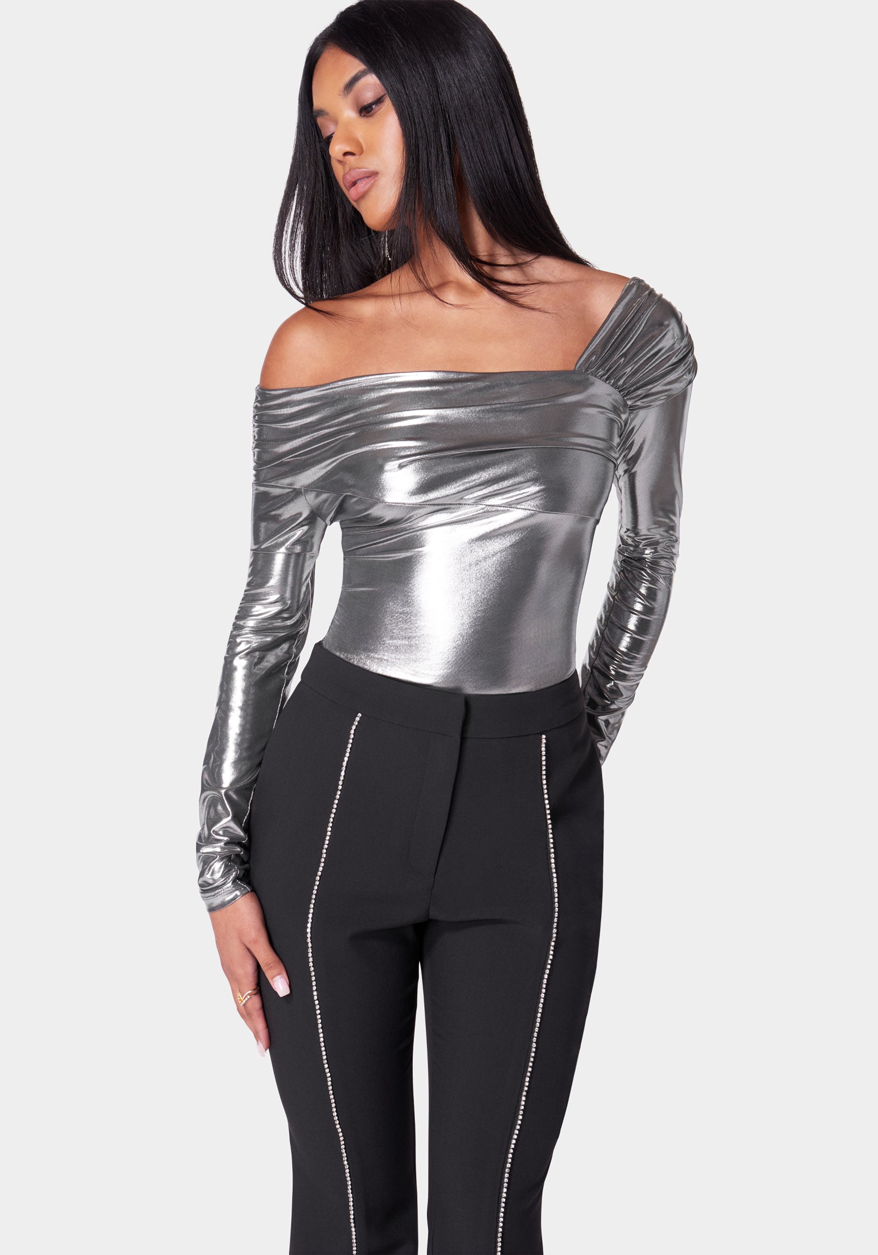 Asymmetric Draped Knit Top | bebe