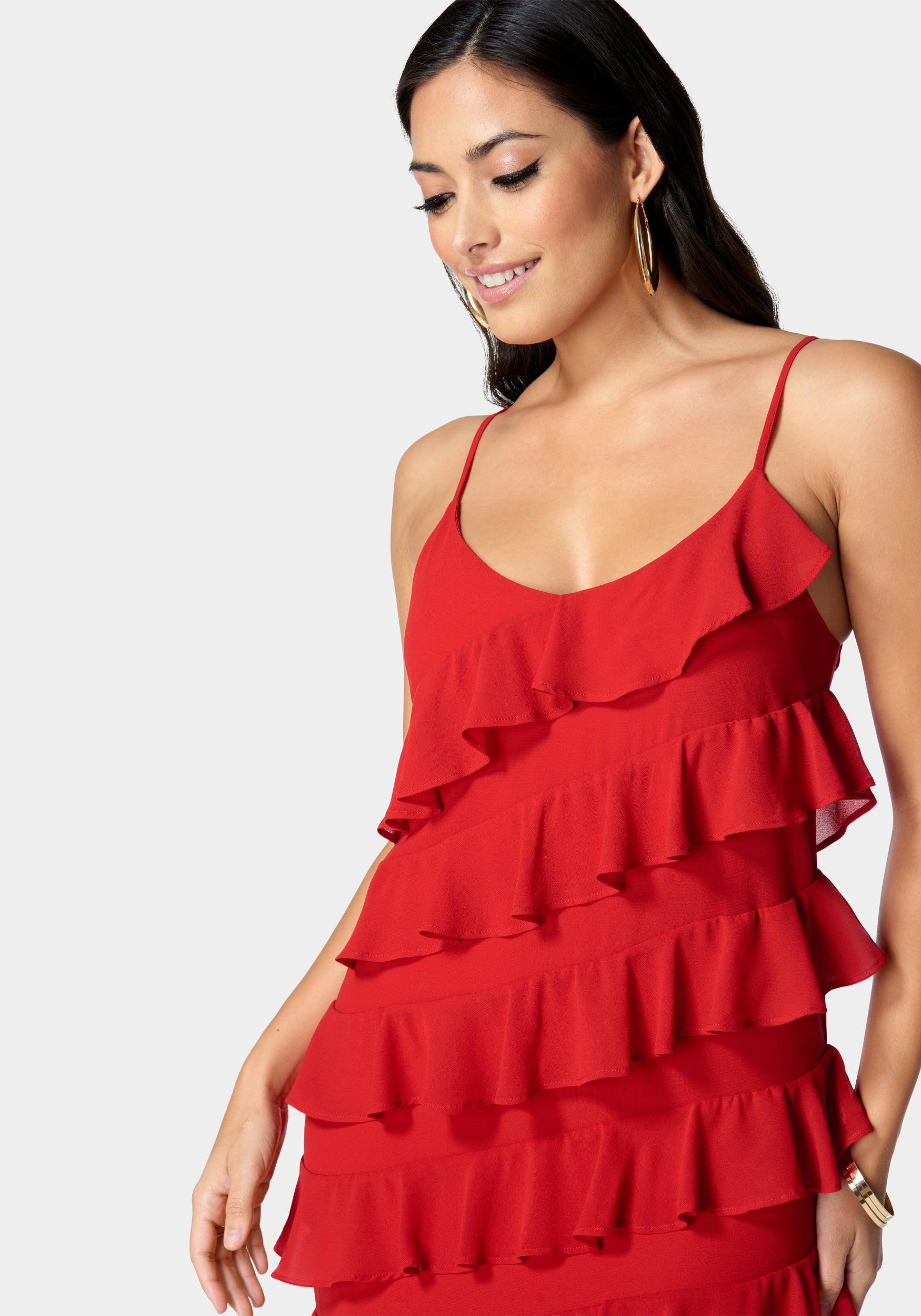 Ruffle Side Slit Maxi Dress | bebe