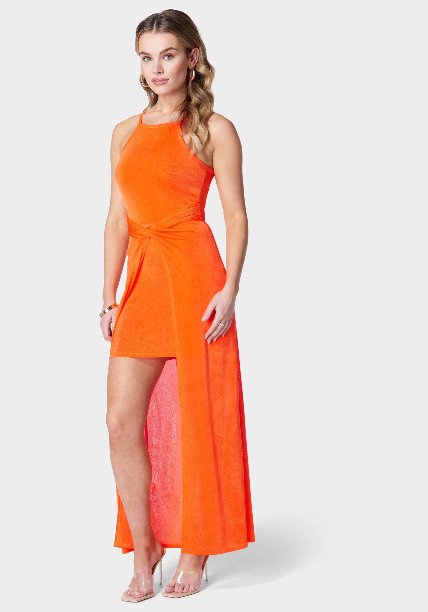 Overlay Slinky Knit Dress | bebe