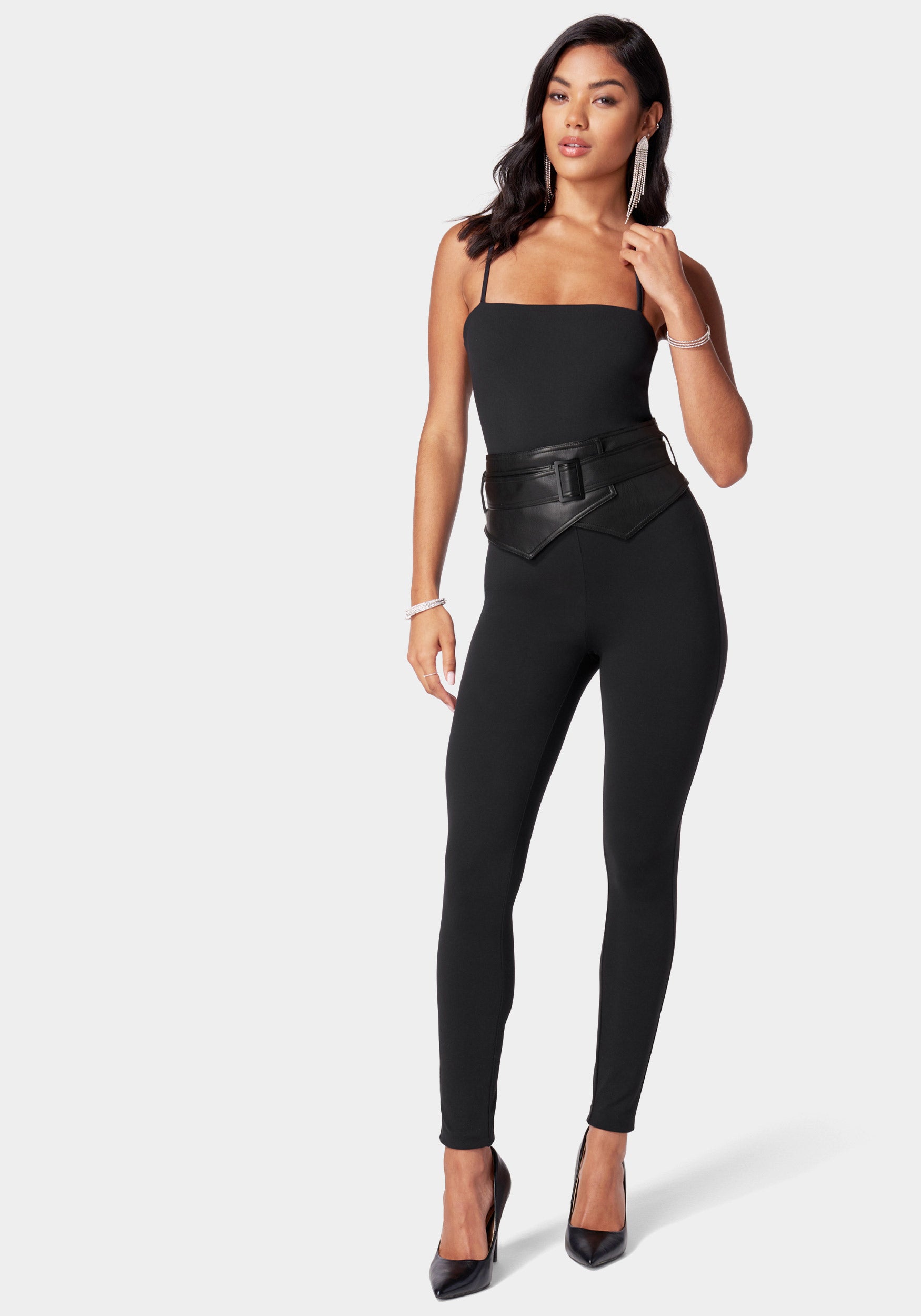 Removable Vegan Leather Belt Catsuit – bebe
