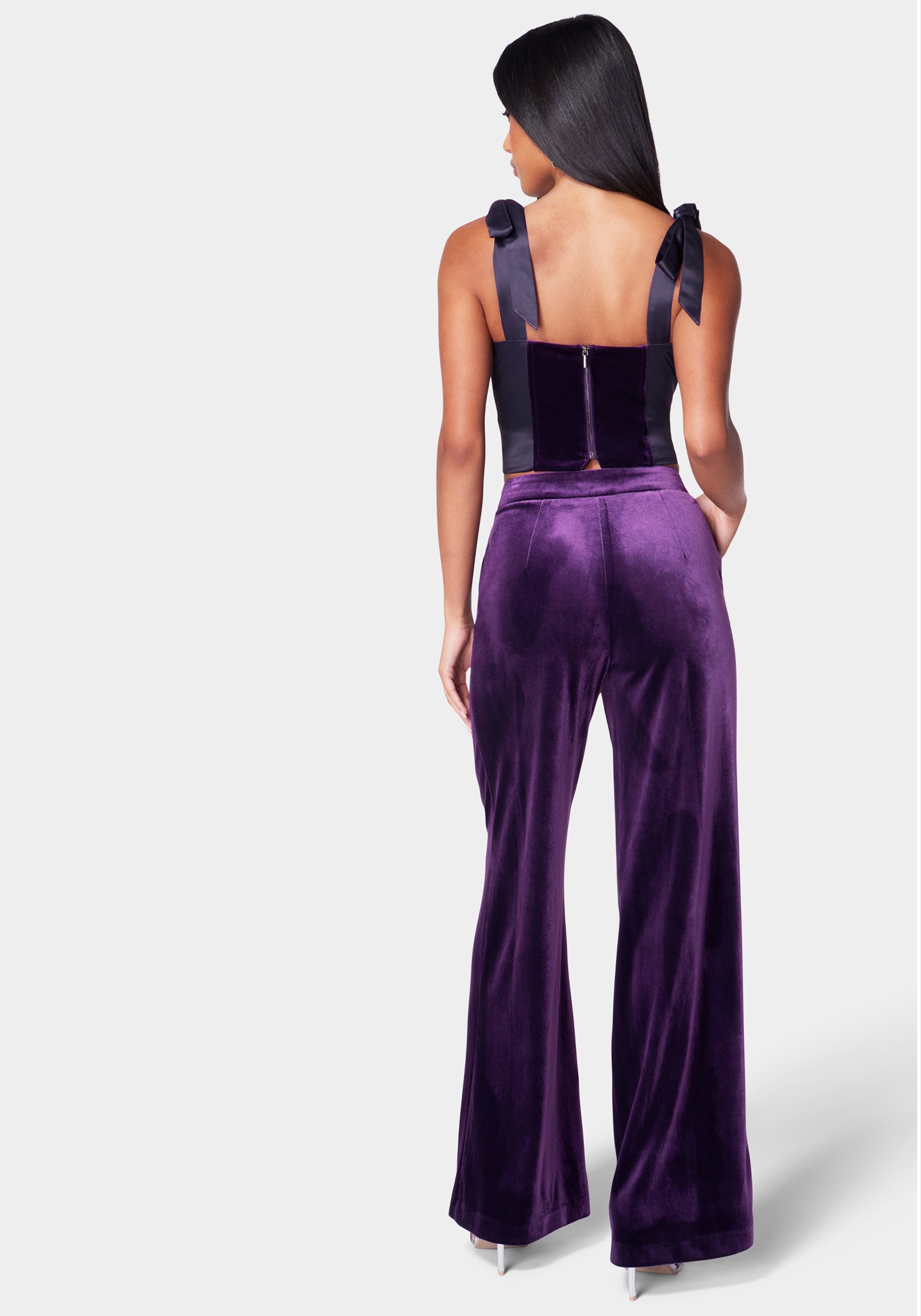 High Waist Wide Leg Velour Pant | bebe