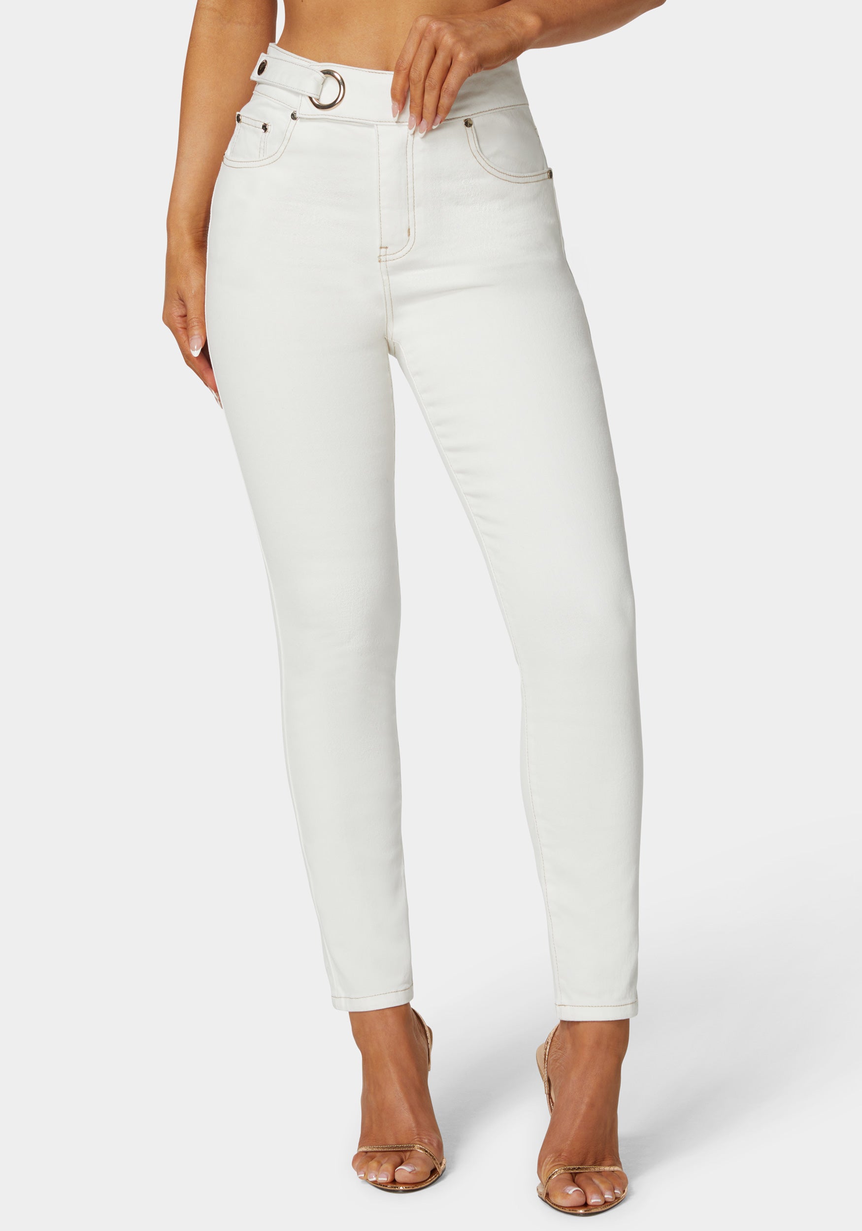 Natural Waist Tab Detail Skinny Jeans – bebe