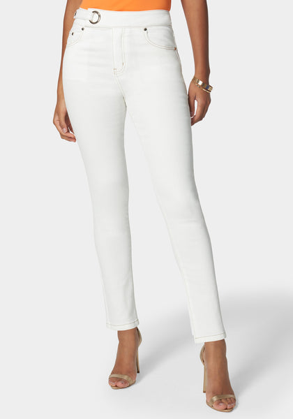 Natural Waist Tab Detail Skinny Jeans | bebe
