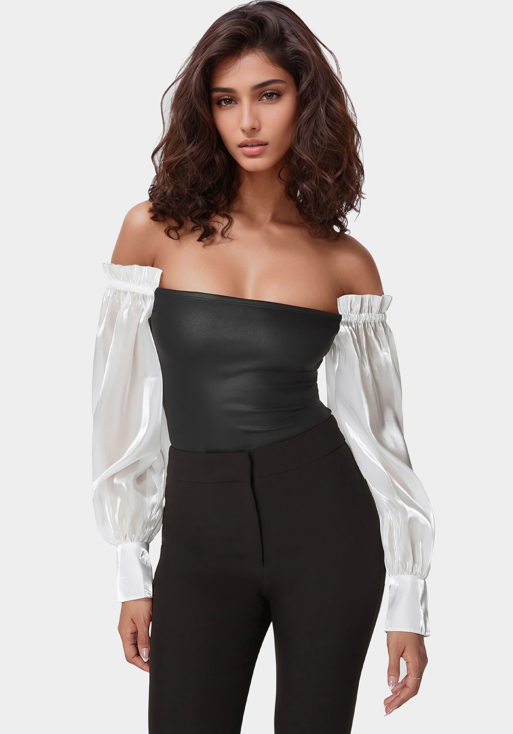 Liquid Chiffon Sleeve Coated Knit Bodysuit – bebe