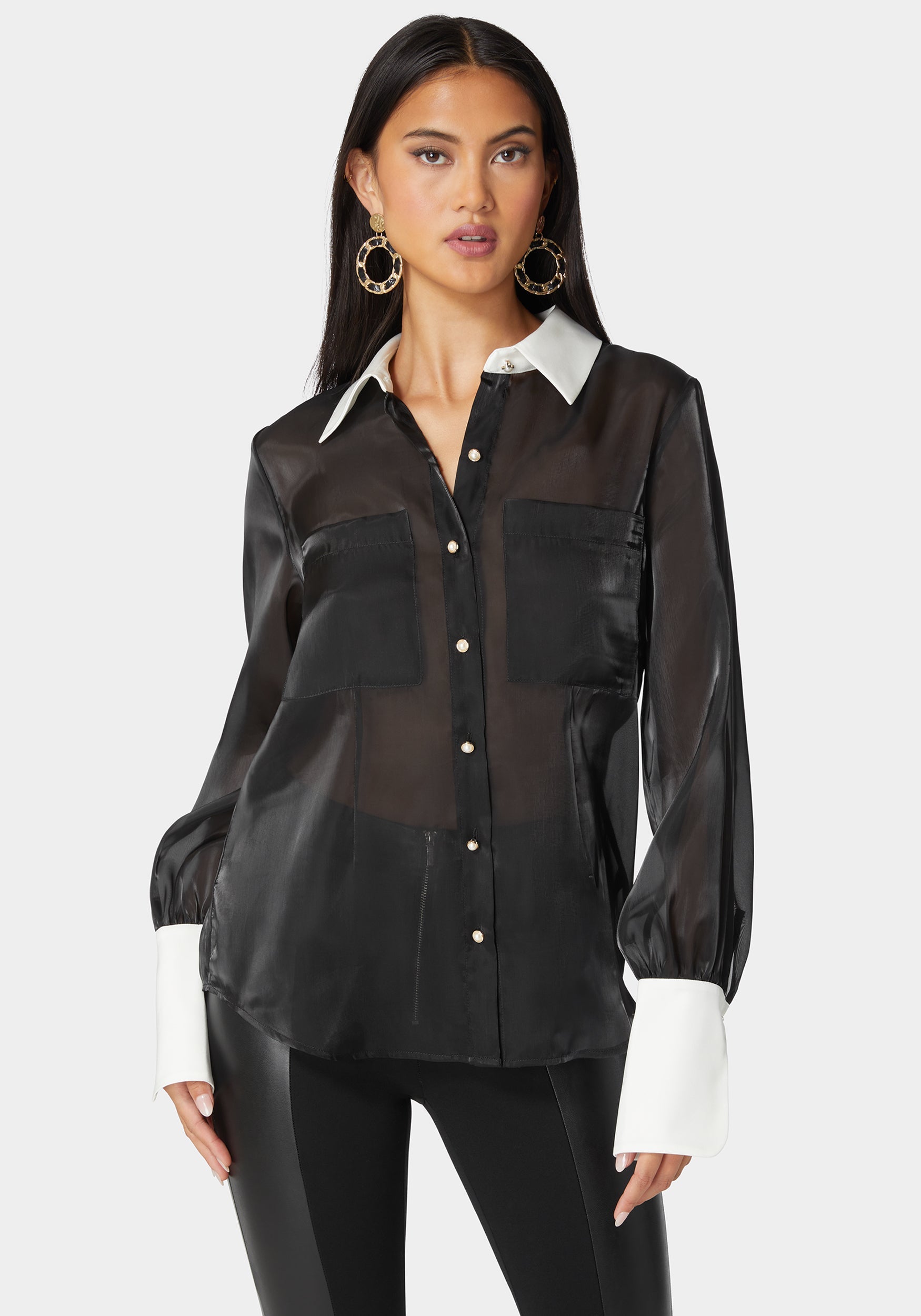 Liquid Chiffon Satin Combo Blouse – bebe