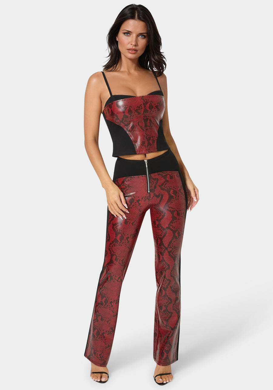 High Waist Snake Skin Mini Flare Pant – bebe