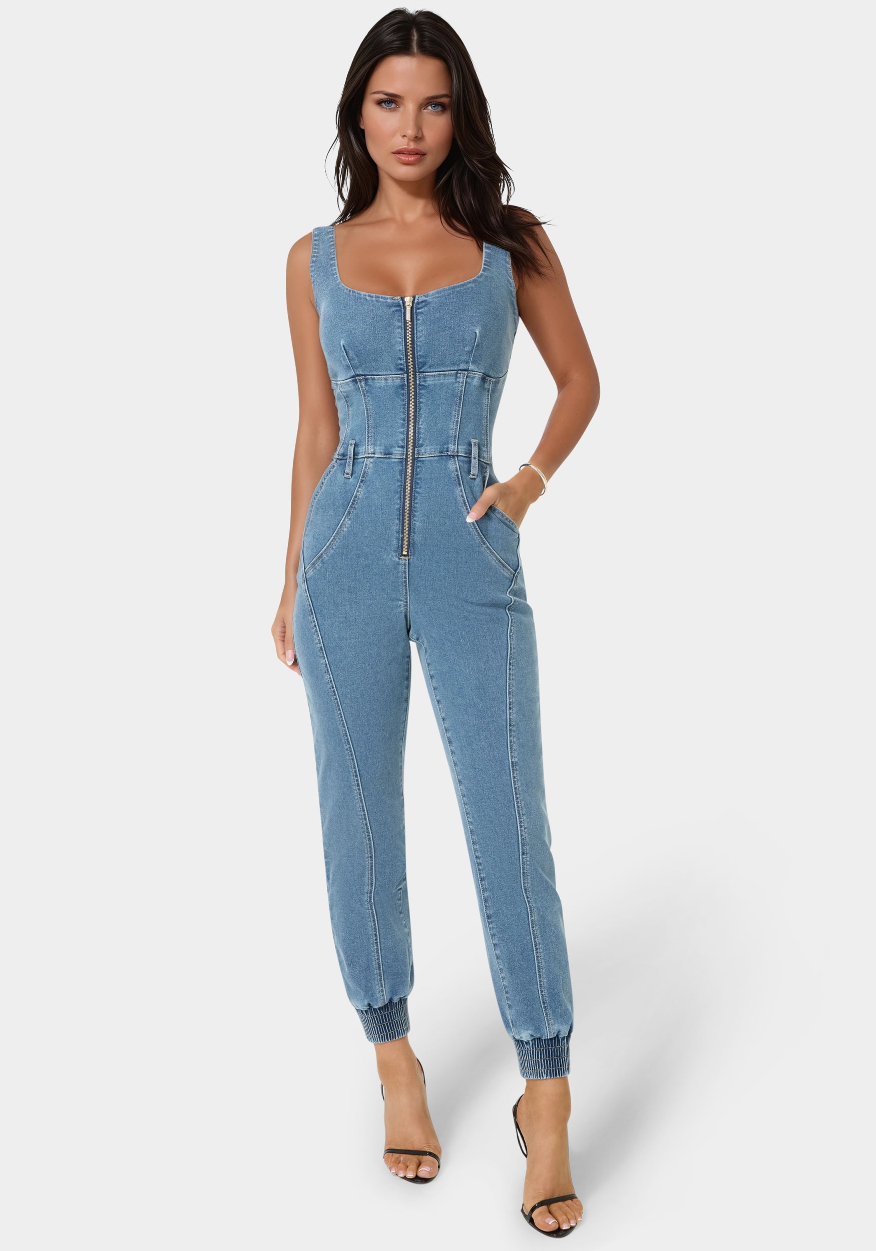Corset Jogger Denim Jumpsuit – bebe
