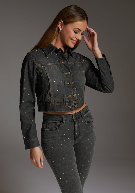 Denim Jacket With Rhinestones – bebe