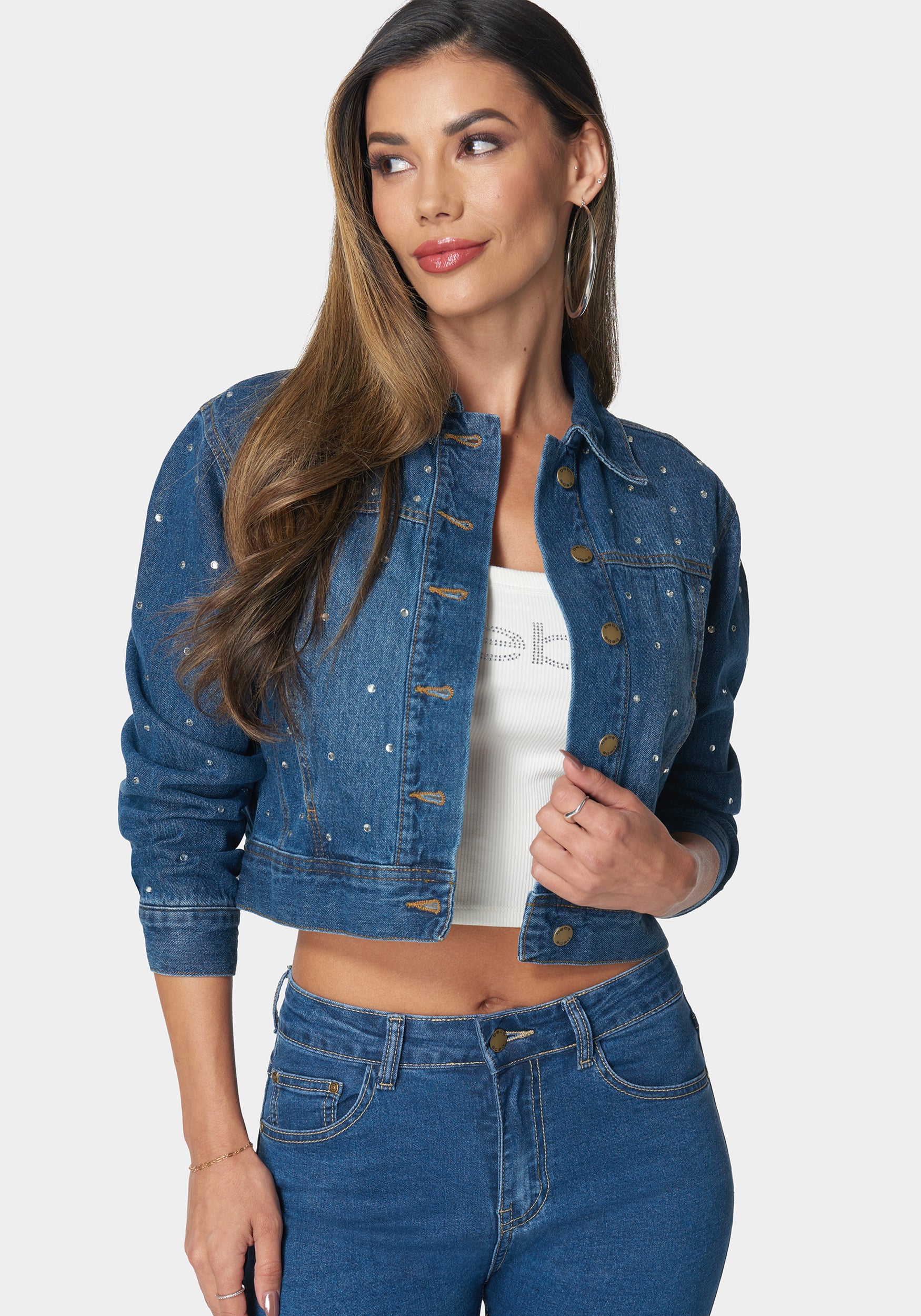 Denim Jacket With Rhinestones – bebe