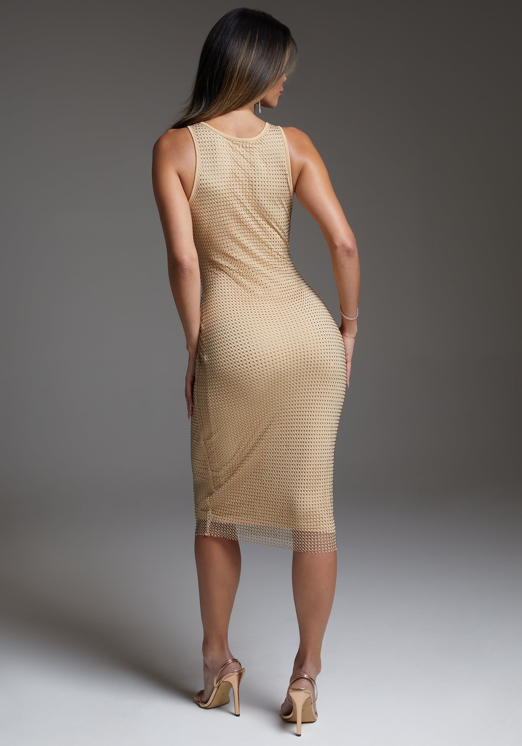 Diamante Crystal Mesh Tank Dress | bebe