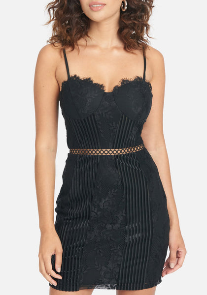 Lace Velvet Mini Dress | bebe