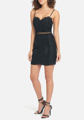 Lace Velvet Mini Dress | bebe