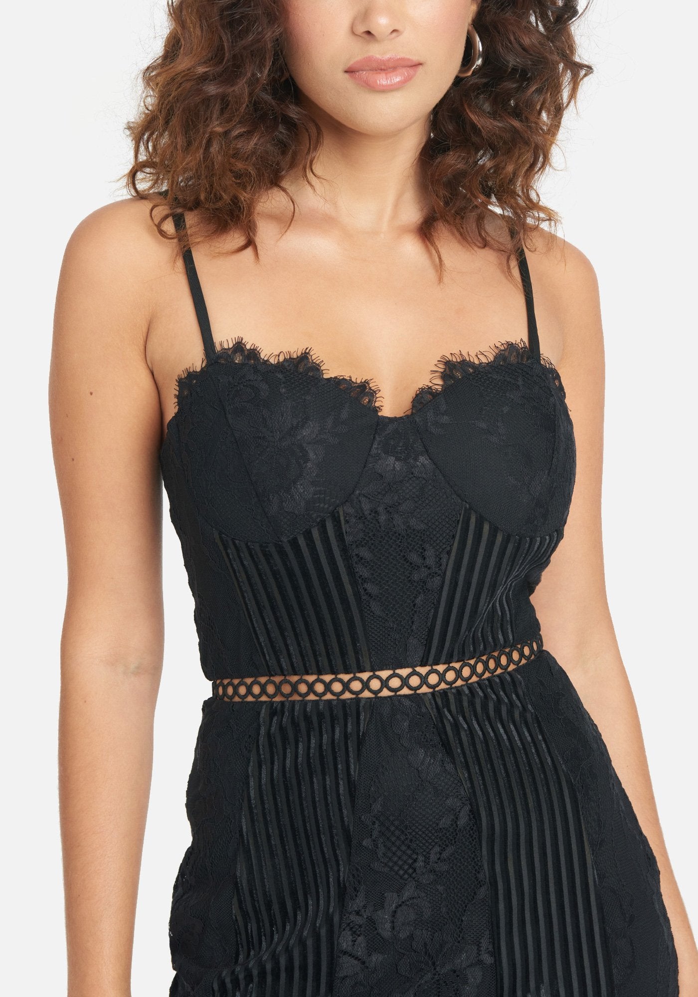 Lace Velvet Mini Dress | bebe