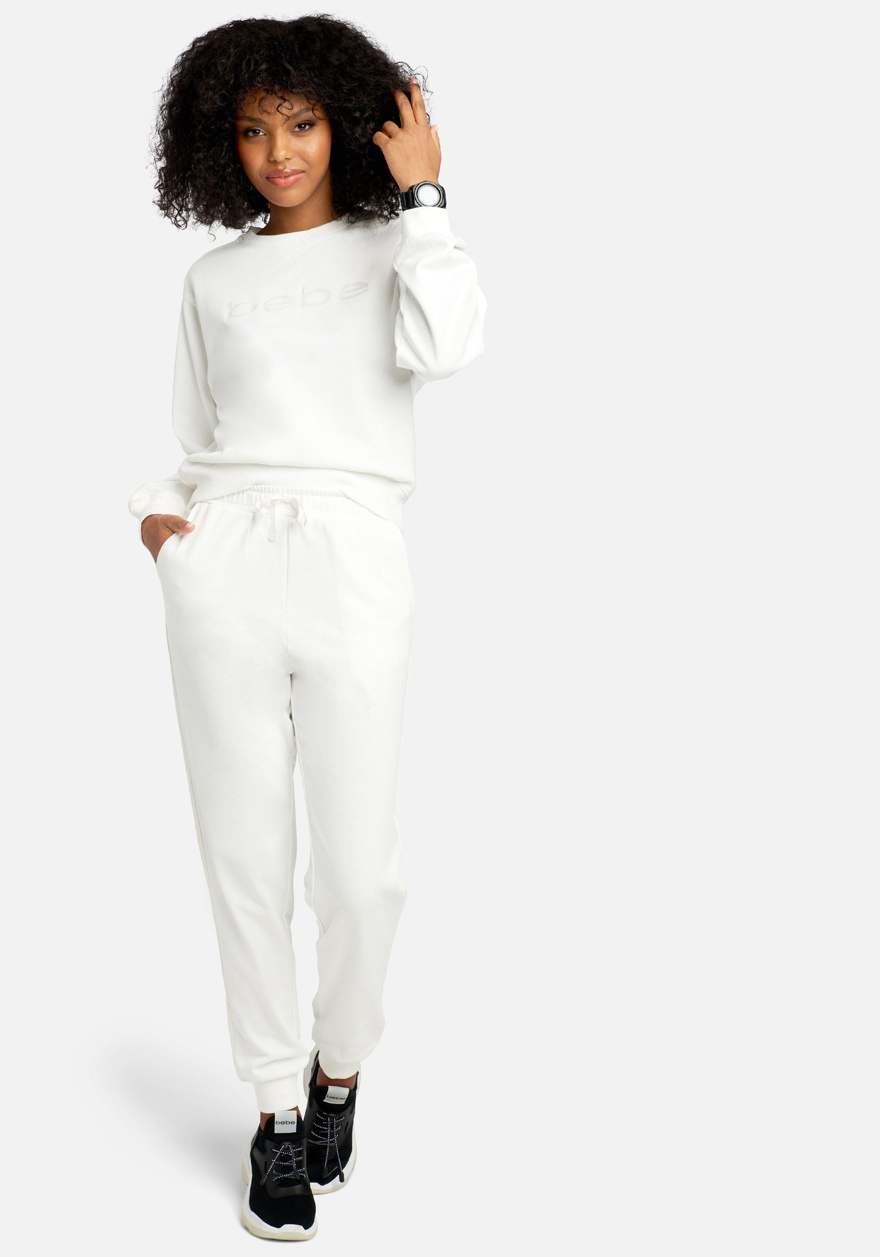 Bebe Logo Satin Tape Sweatpant | bebe