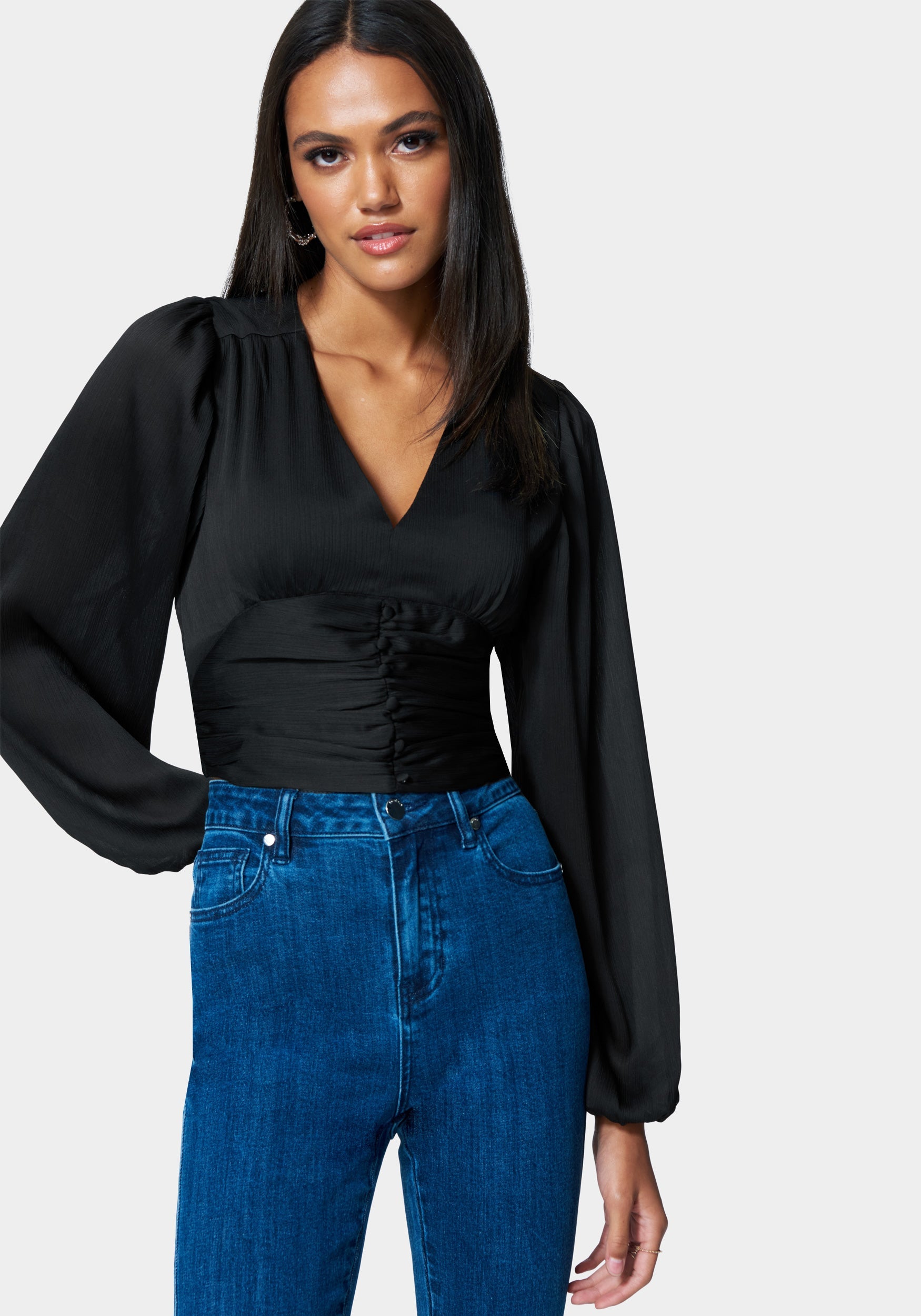 Deep V Front Button Top | bebe
