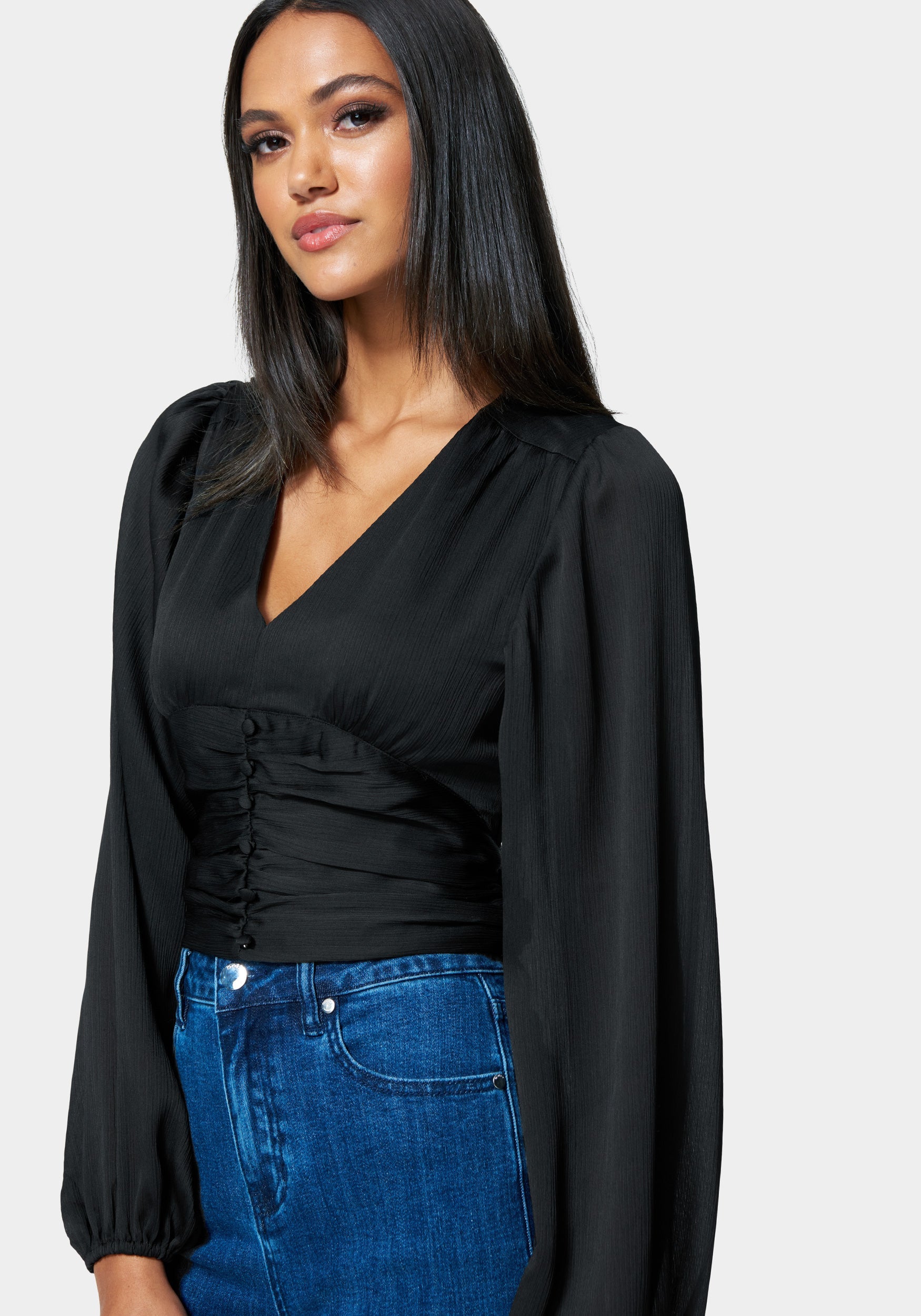 Deep V Front Button Top | bebe