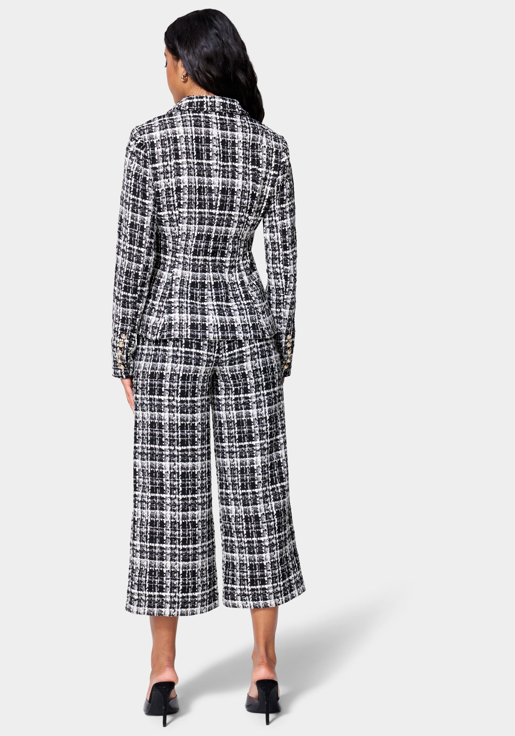Button Detail Tailored Boucle Pant | bebe