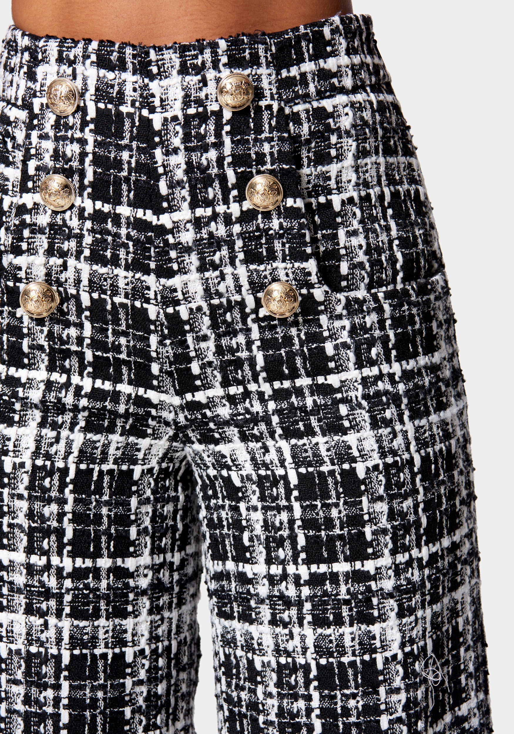 Button Detail Tailored Boucle Pant | bebe
