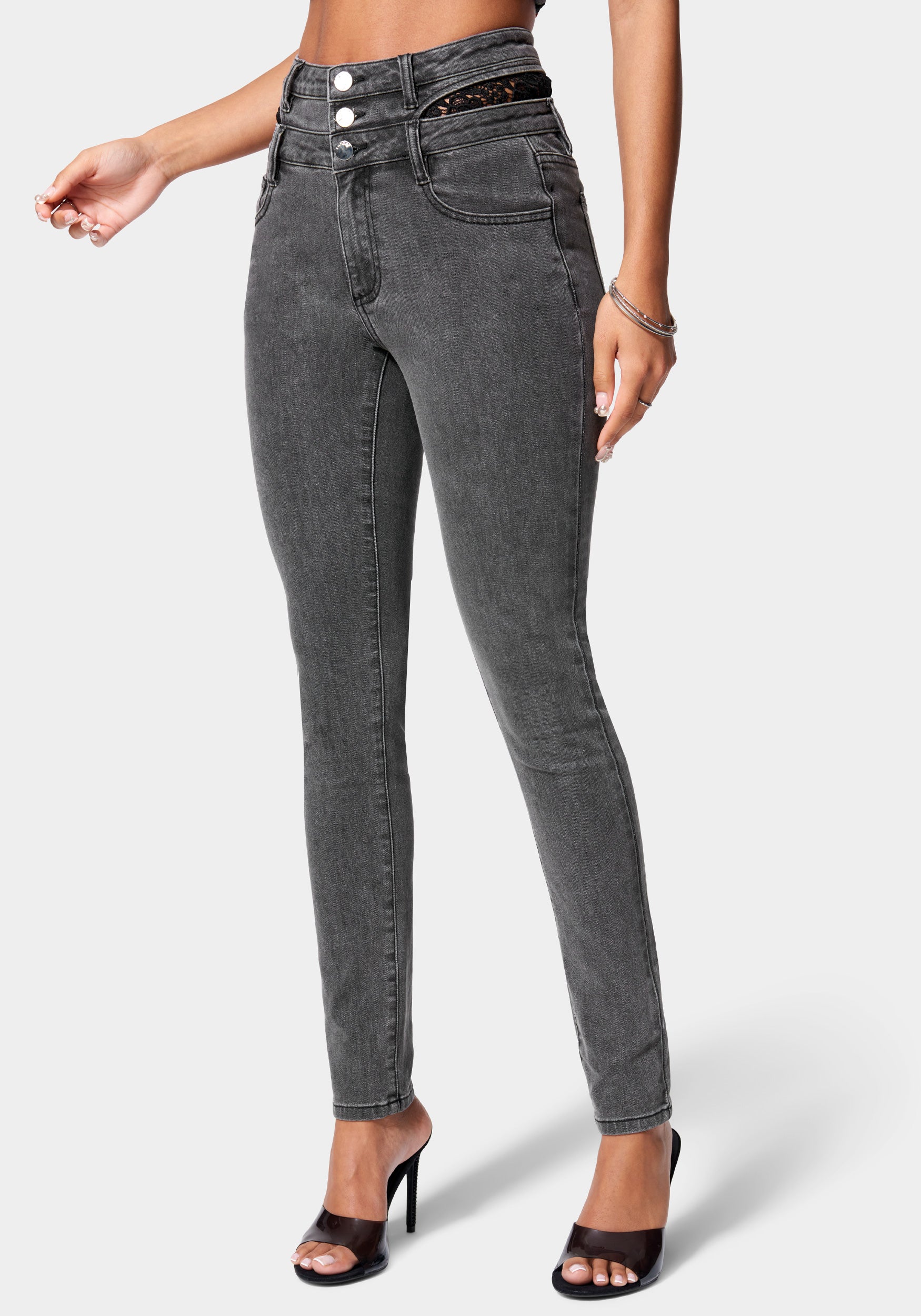 Lace Insert Skinny Jean – bebe