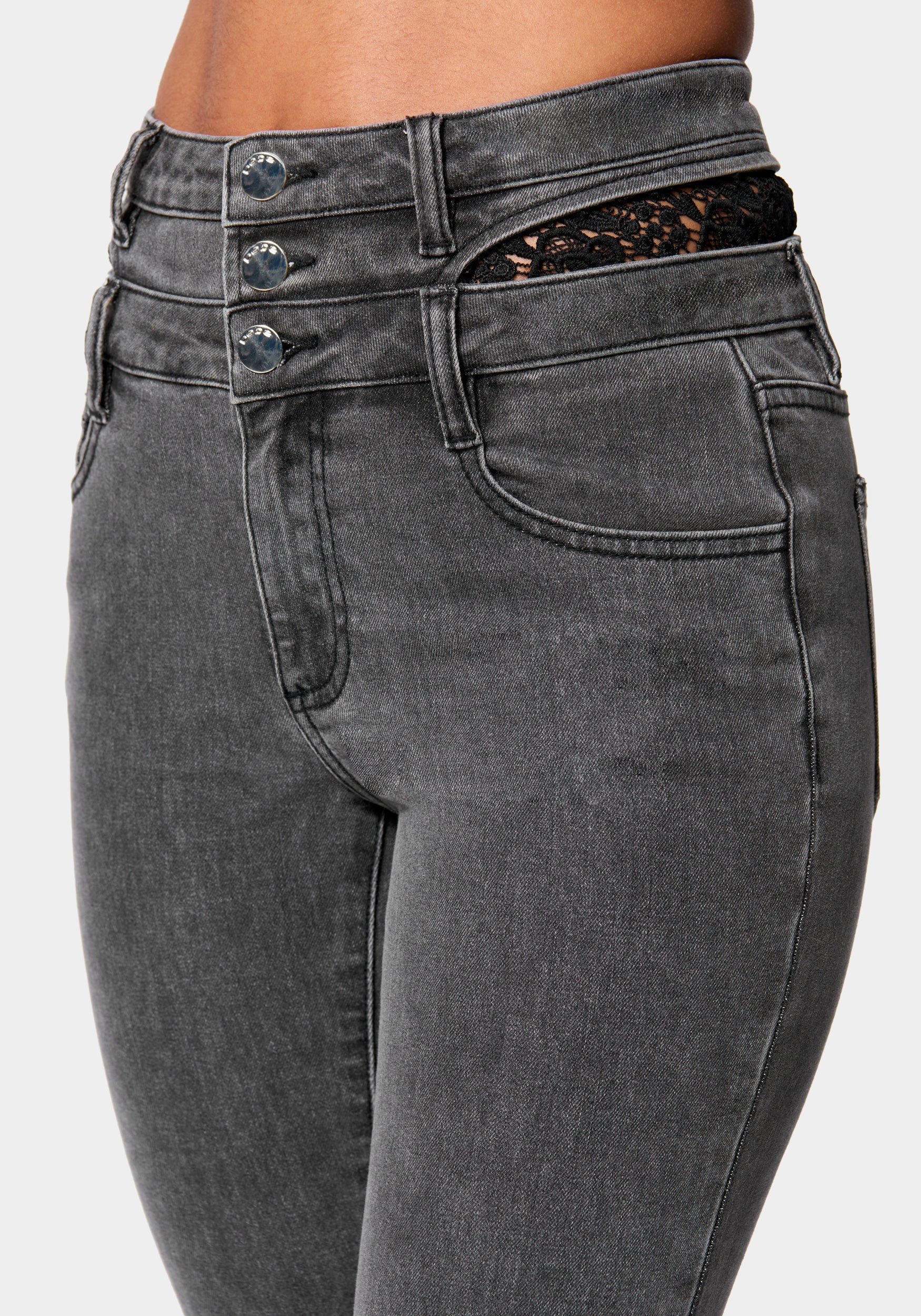 Lace Insert Skinny Jean | bebe