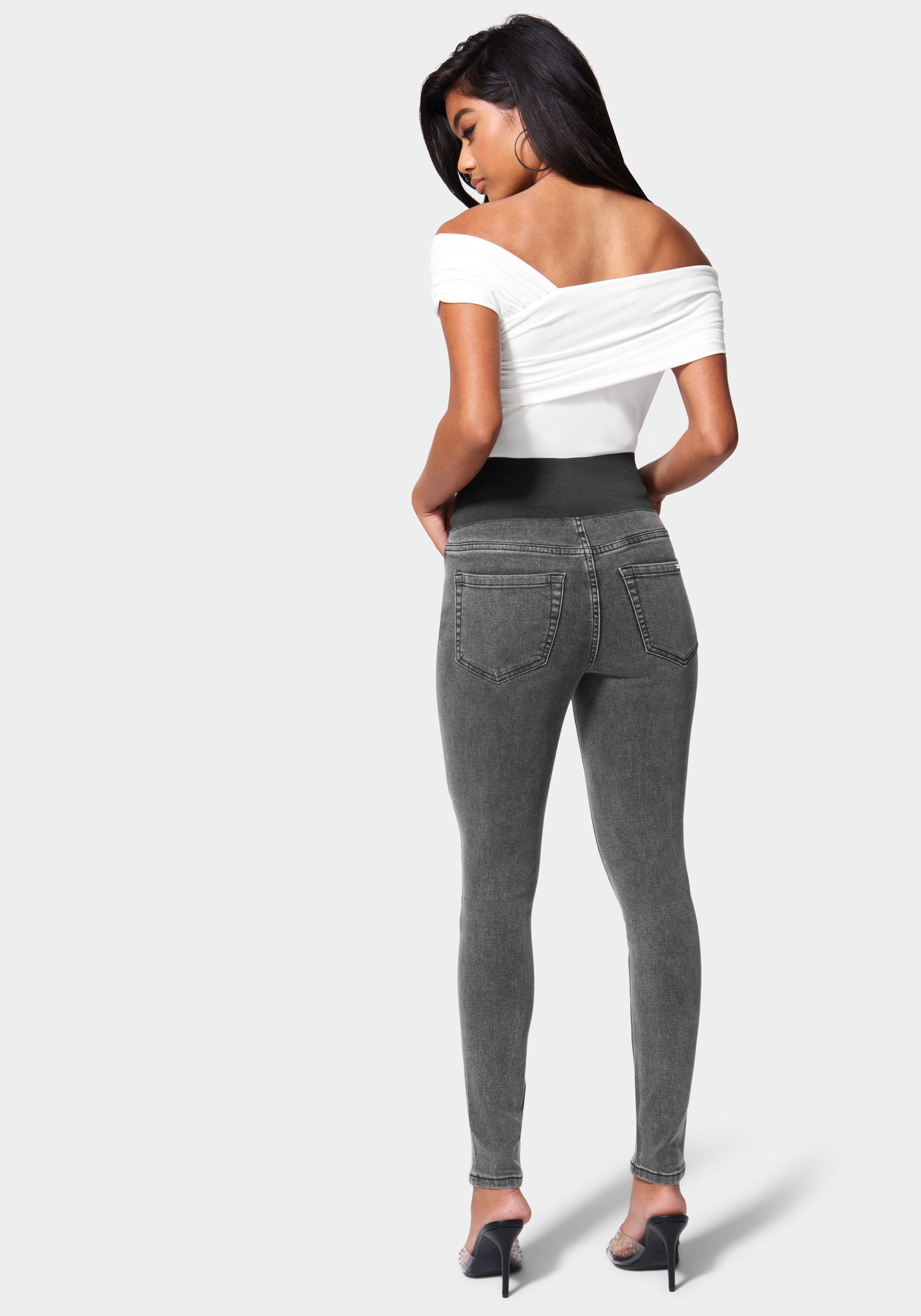 Embellished Elastic Waist Skinny Jean | bebe