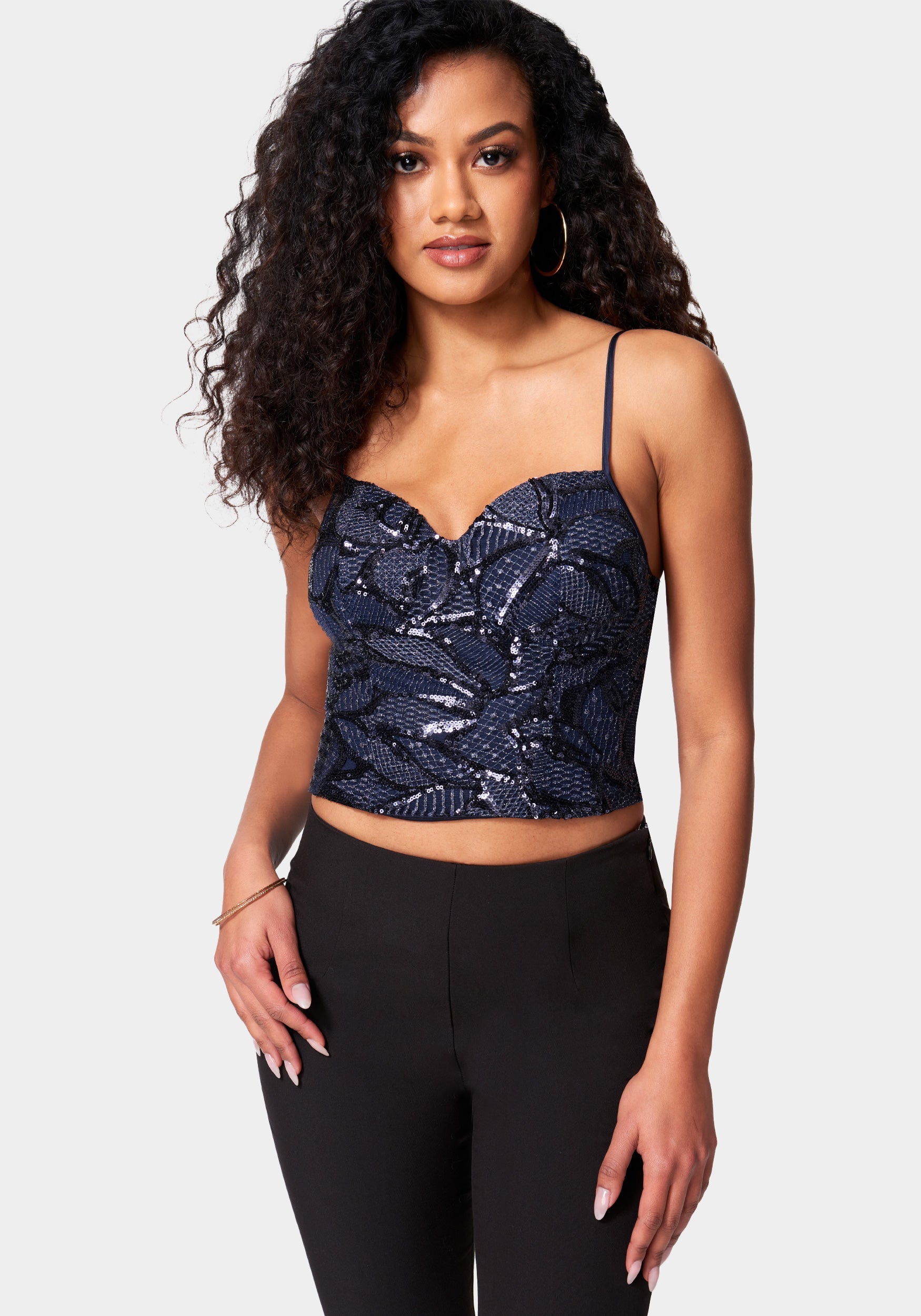 Embroidered Sequin Bustier – bebe