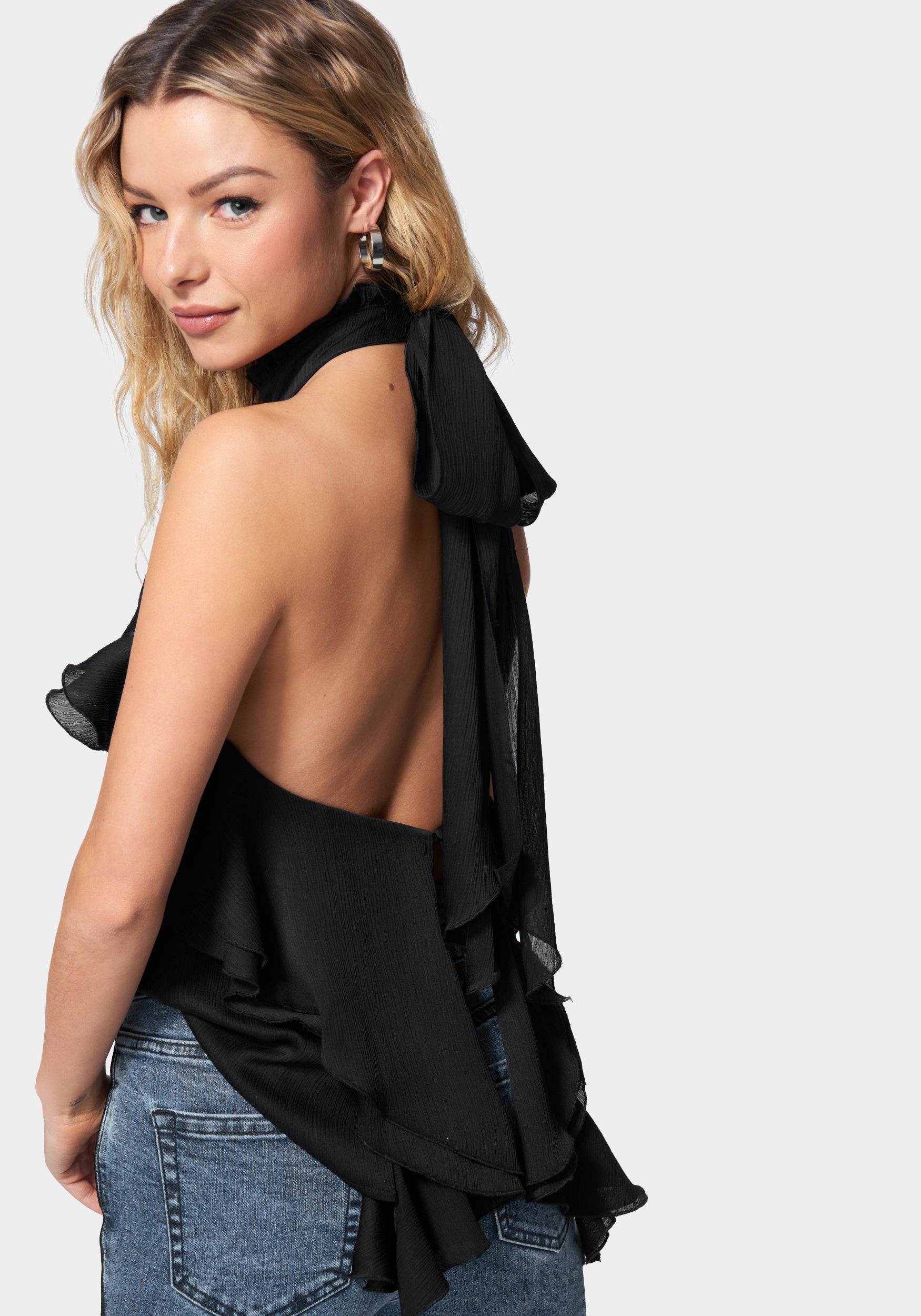 Ruffle Detail Halter Top | bebe