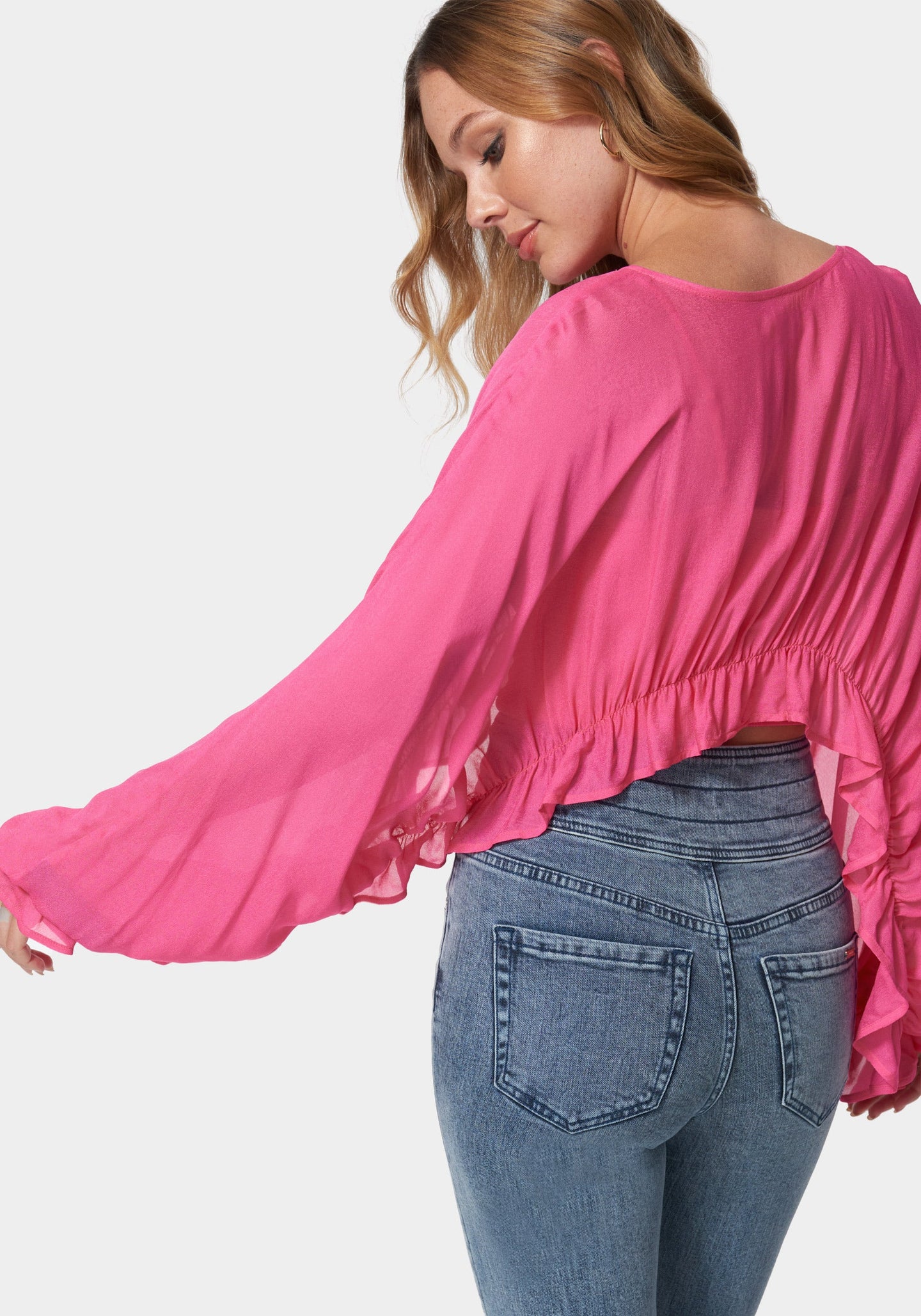 Chiffon Ruffle Hem Overlay Blouse | bebe