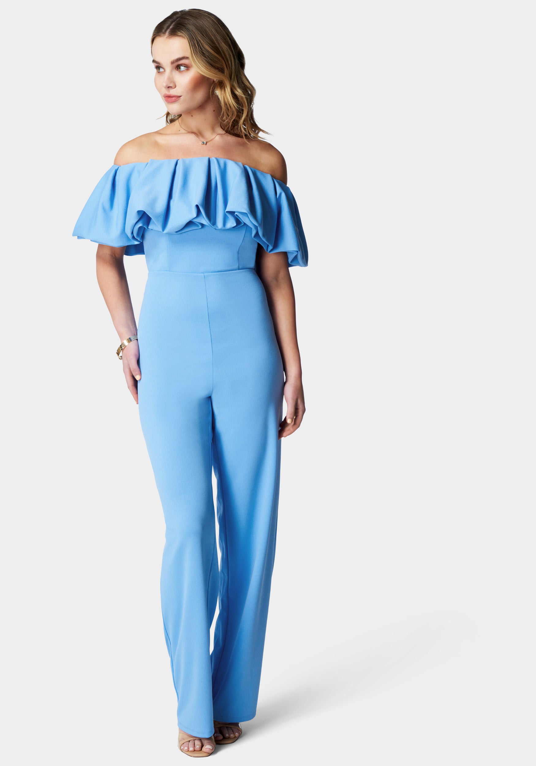 Off Shoulder Ruffle Jumpsuit – bebe