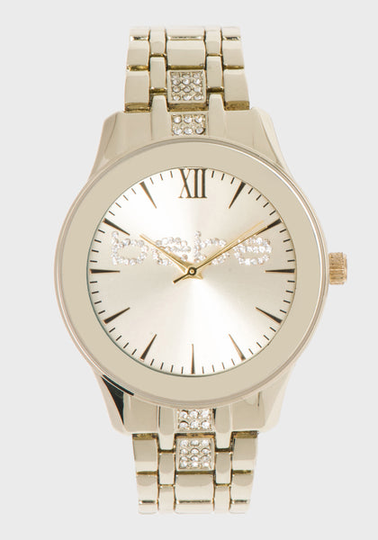 Gold Crystal Logo Watch | bebe