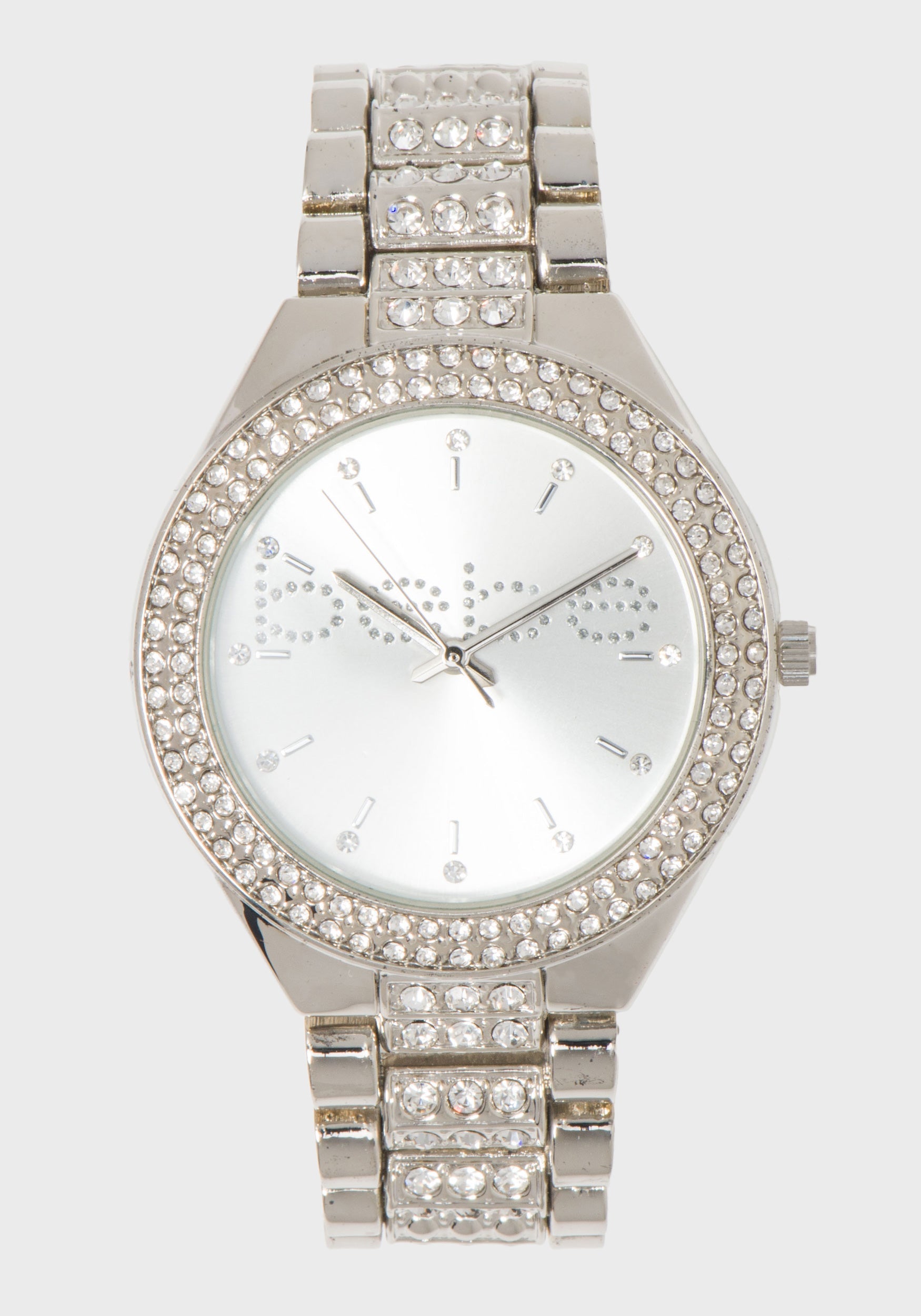 Silver Crystal Bezel Logo Watch | bebe