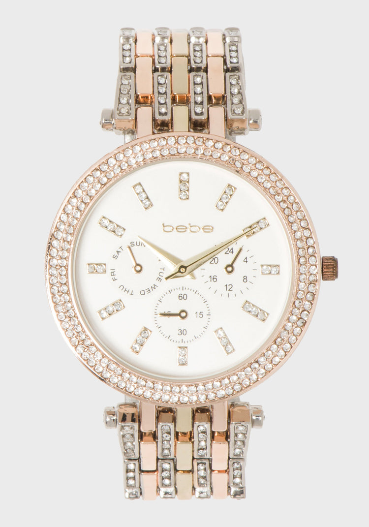 Tri-Tone Crystal Bezel Watch | bebe