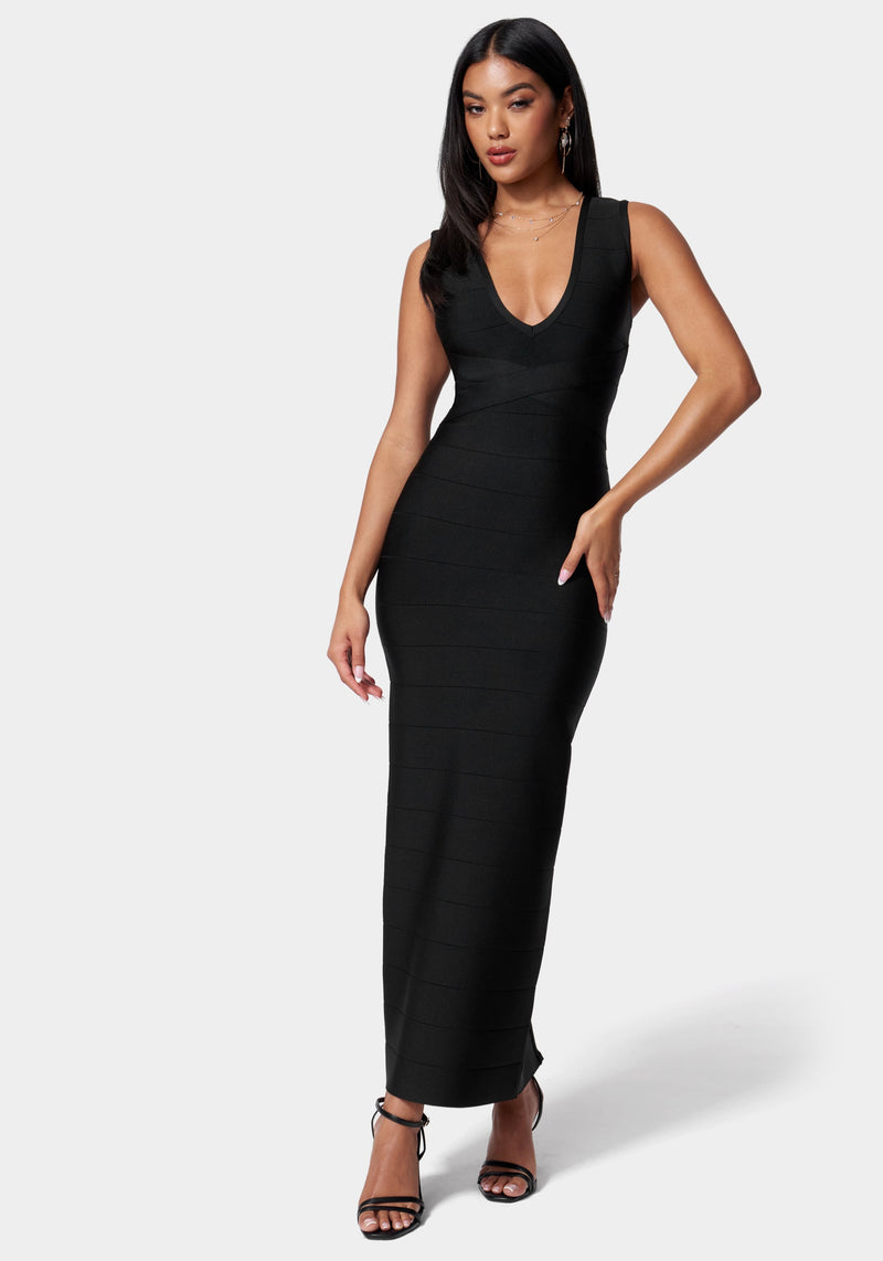Luxe Bandage Double V Gown | bebe