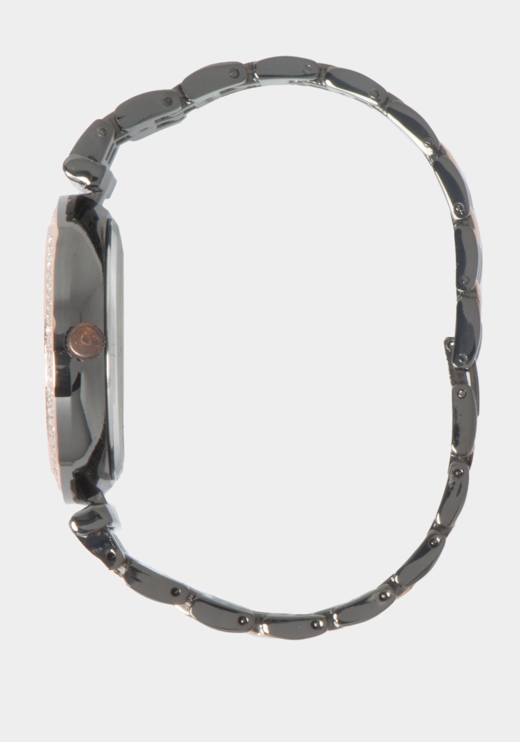 Glossy Gun Metal Dial Crystal Bezel Watch | bebe