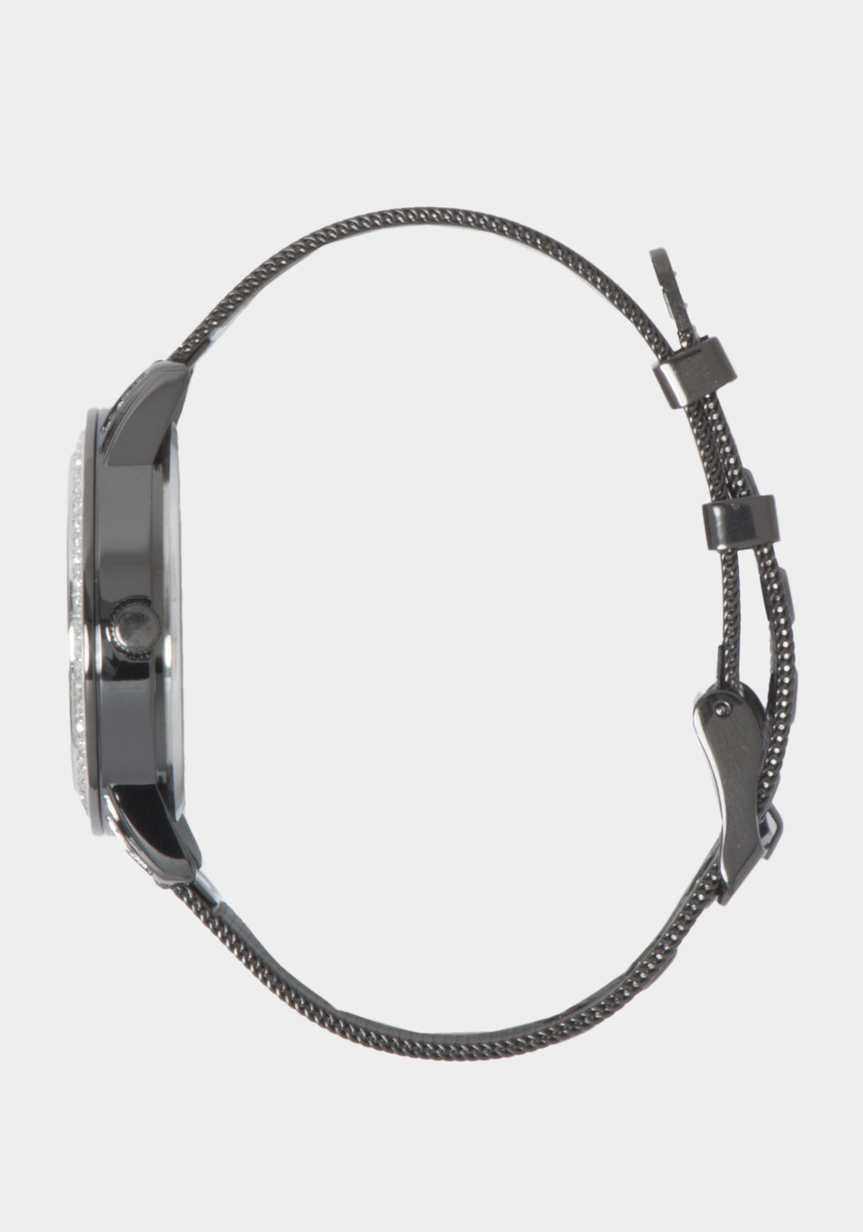 Glossy Gun Metal Dial Crystal Bezel Watch | bebe