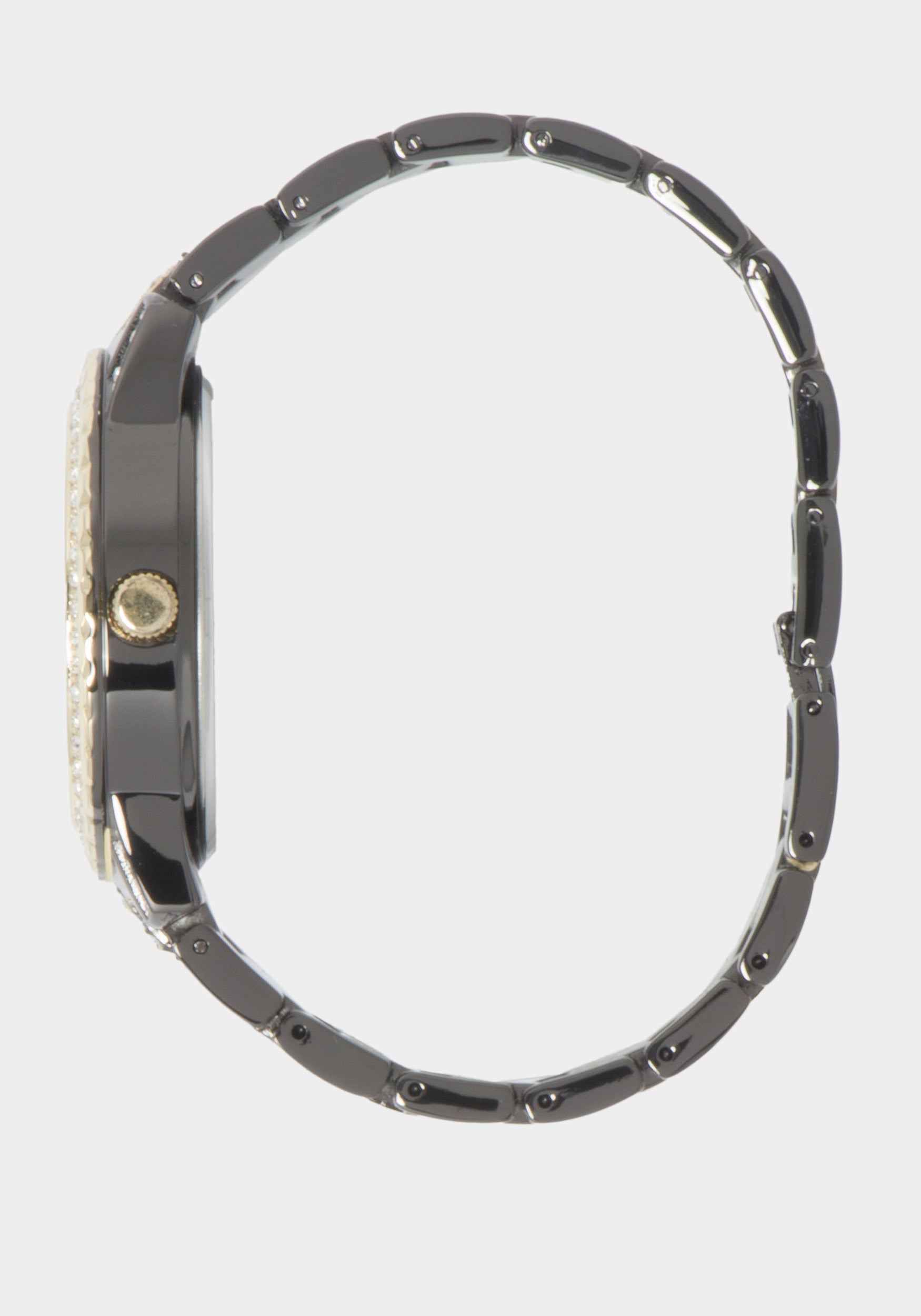 Gun Metal Smooth Dial Crystal Bezel Watch | bebe