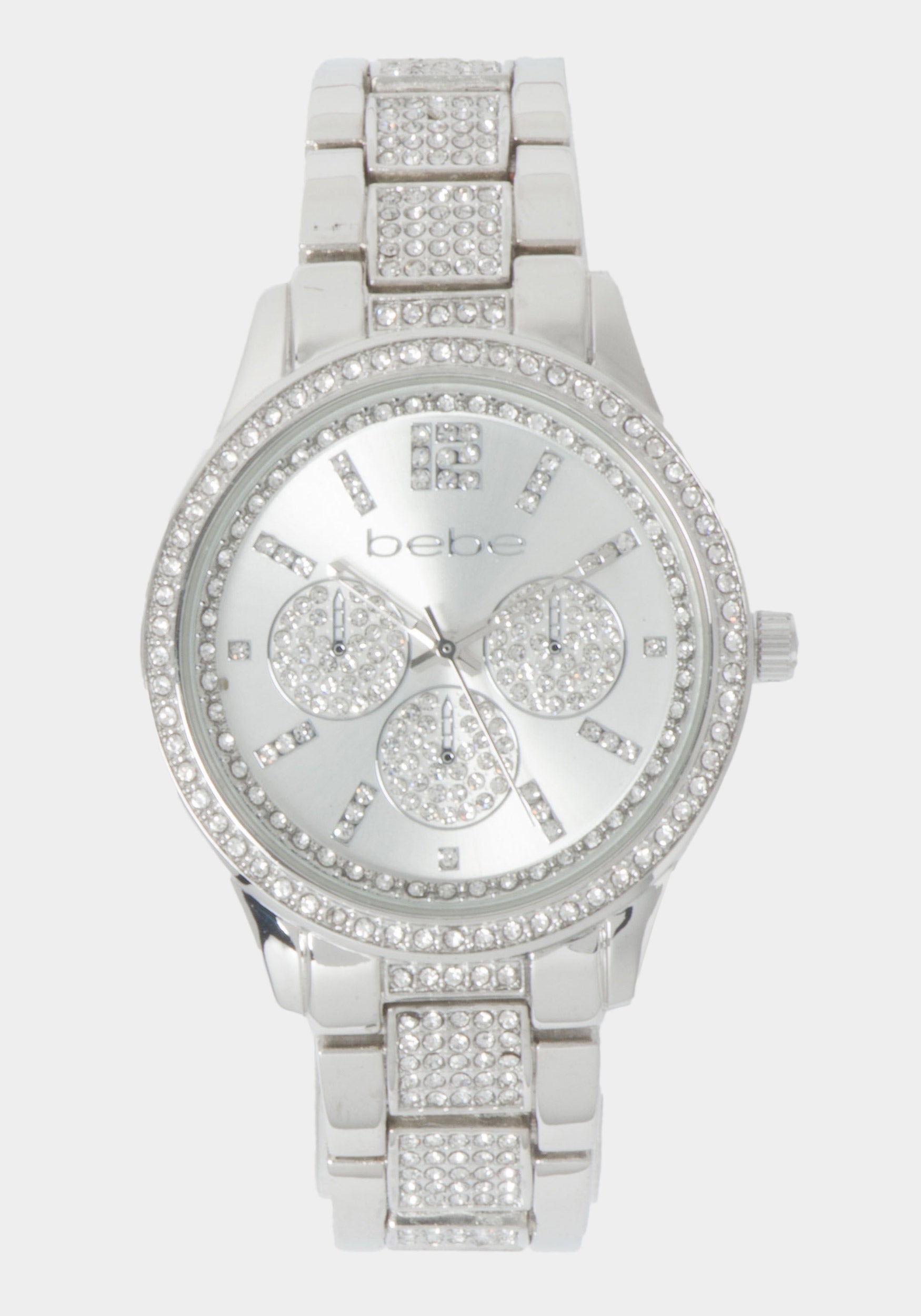Silver Dial Crystal Bezel Watch - Silver - bebe