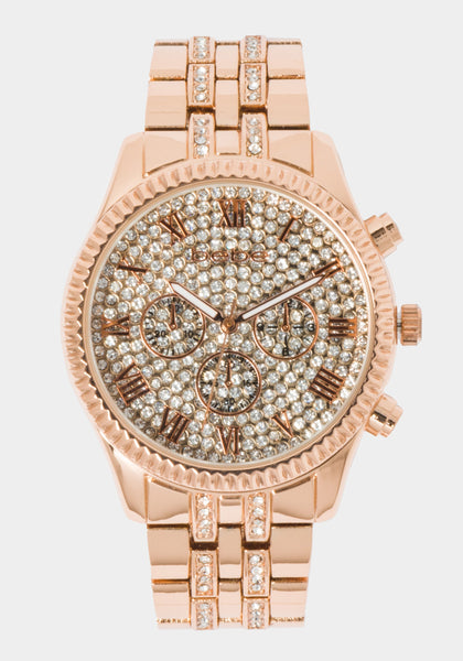 Full Pave Crystal Dial Coin Edge Bezel Watch | bebe