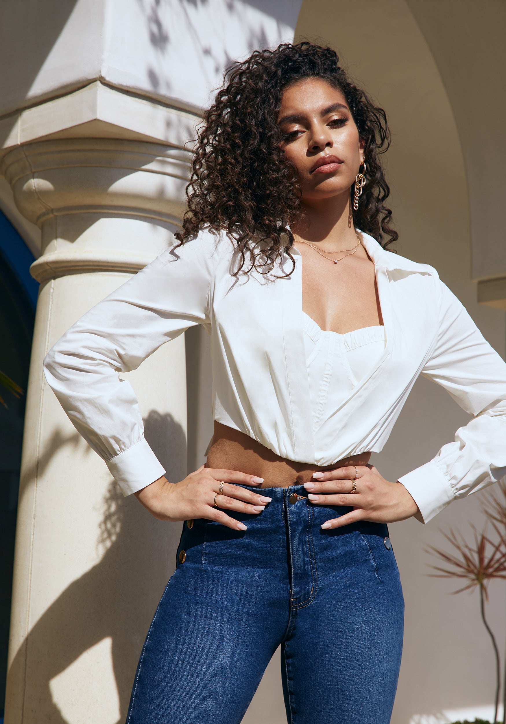 Poplin Fooler Bustier Tie Back Top | bebe